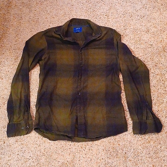 Apt. 9 | Shirts | Apt 9 Soft Touch Olive Green And Black Plaid Flannel ...